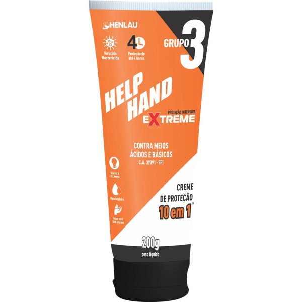 CREME PROTECAO GRUPO III 200G HELP HANDS HENLAU - CA.9611 - Nova EPI